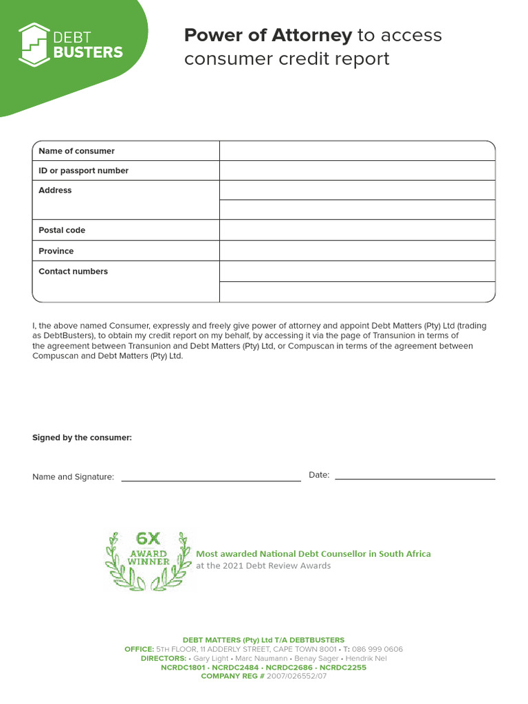 POA To Access Consumer Credit Report - Form - NEW | PDF