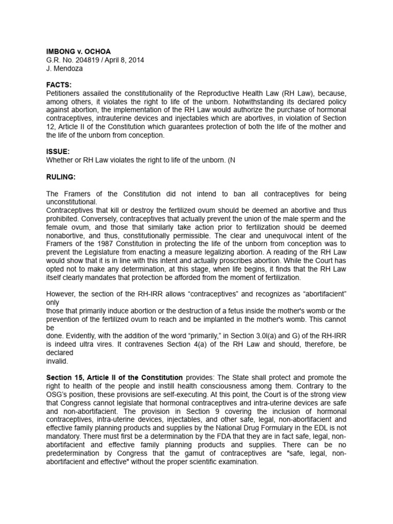 Imbong v. Ochoa GR No. 204819 | PDF