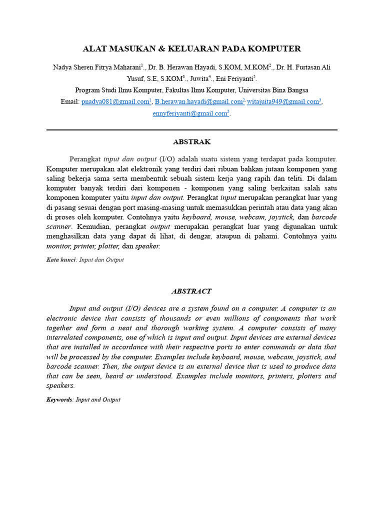 Jurnal Alat Masukan Dan Keluaran | PDF | Game & Aktivitas | Komputer