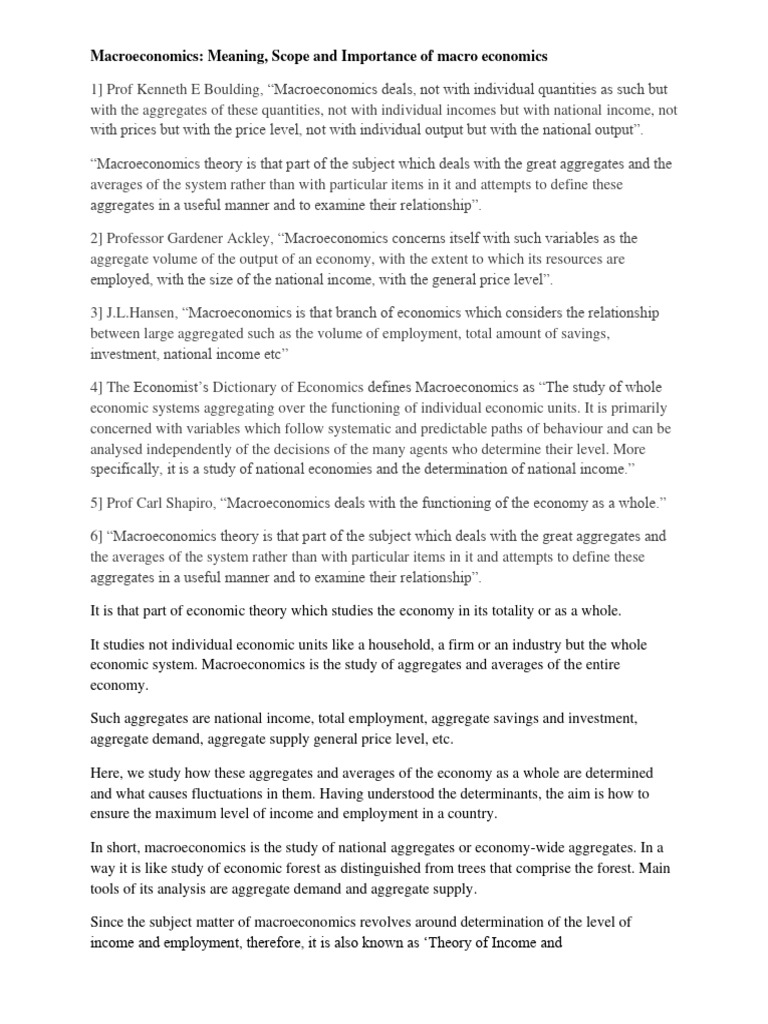 Macroeconomics - Definition, Scope and Others | Download Free PDF ...