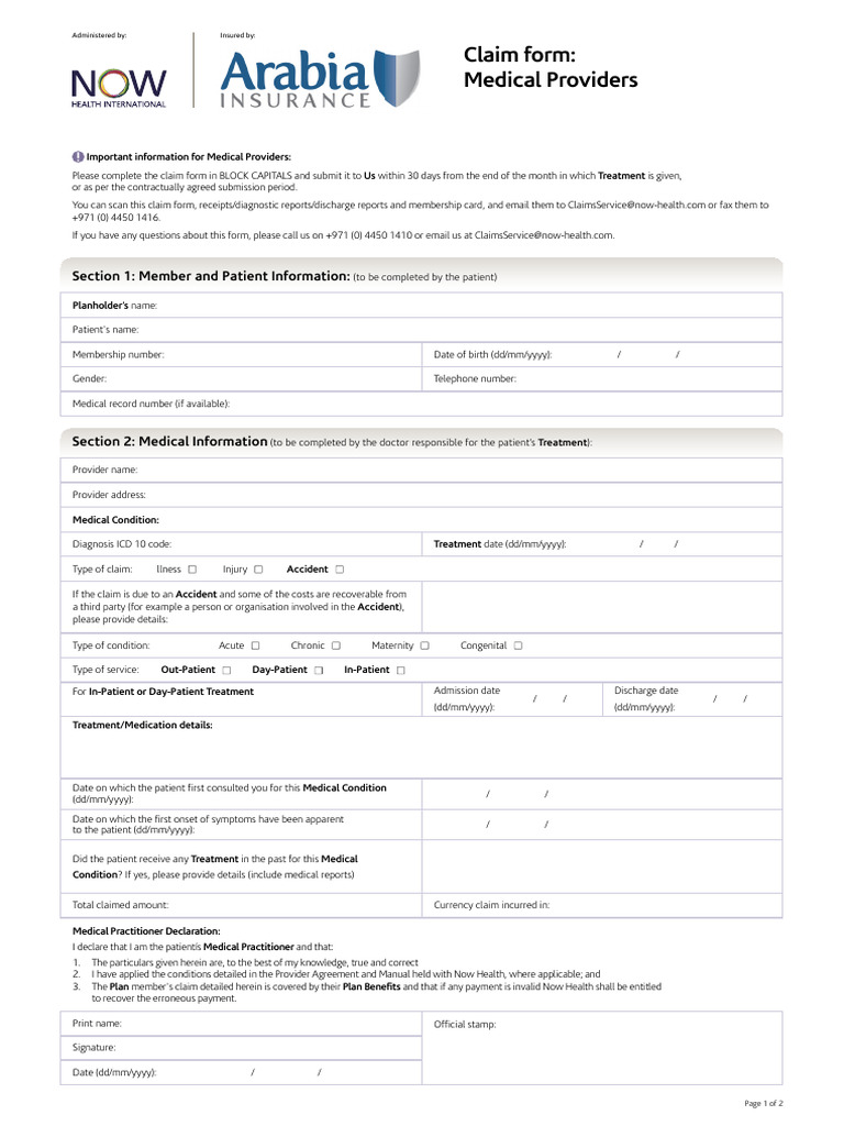 Now Health Medical Claim Form Guide | PDF