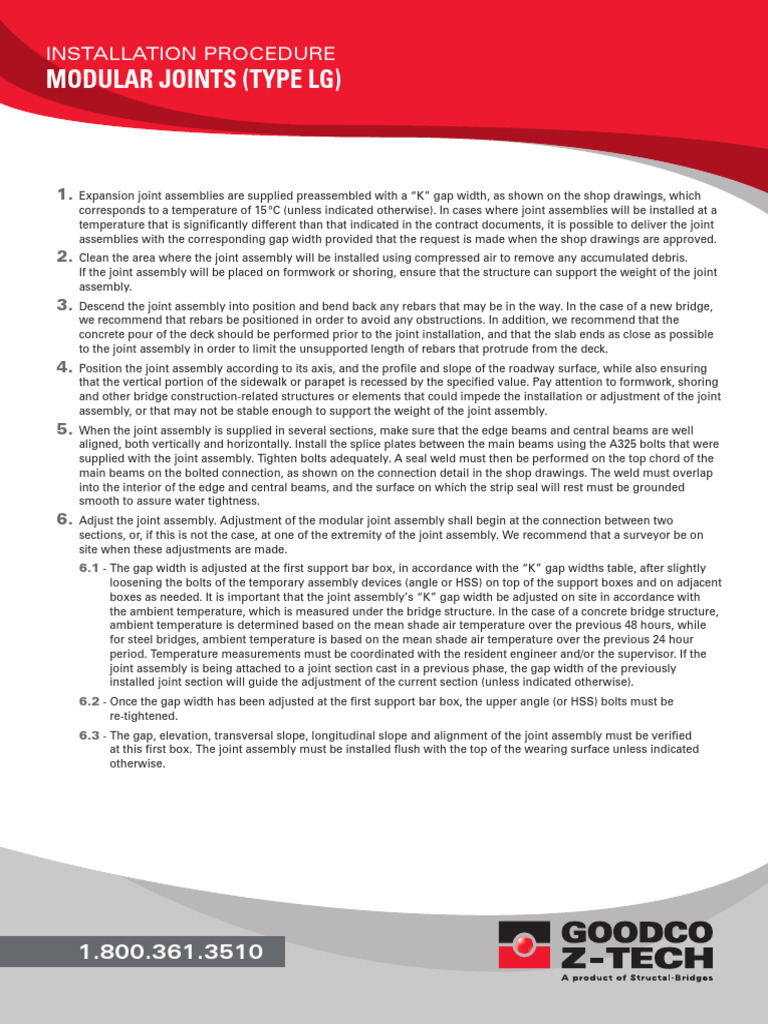 Modular Joint Assembly Installation Guide | PDF | Concrete | Beam ...