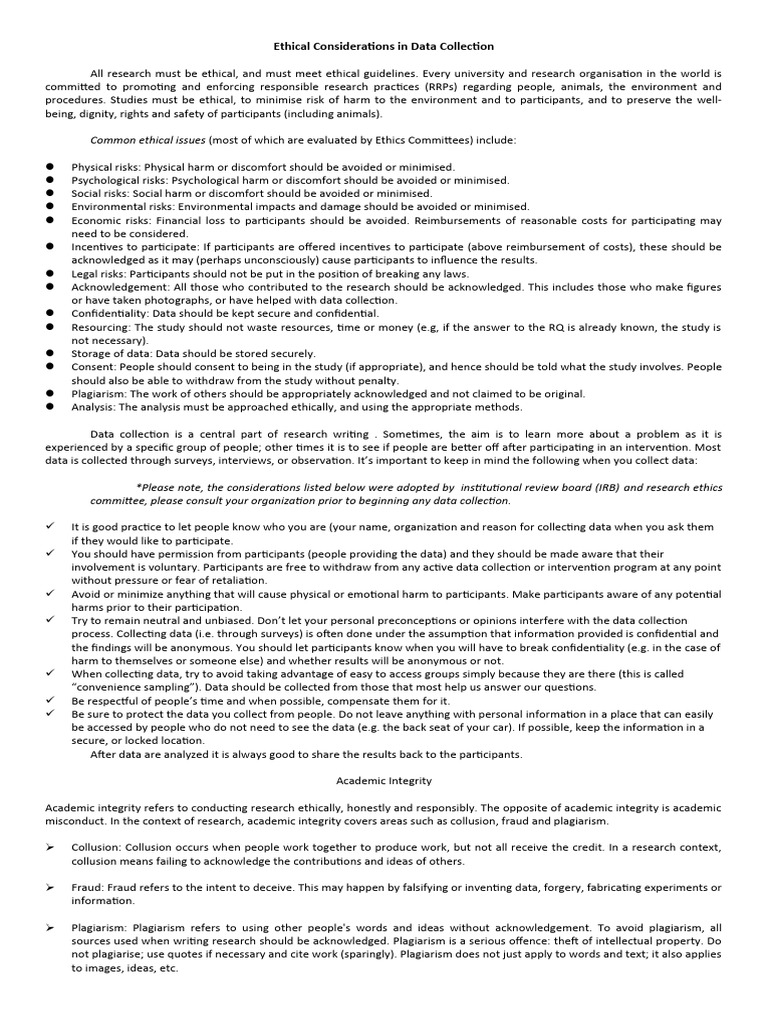 Ethical Considerations in Data Collection | PDF
