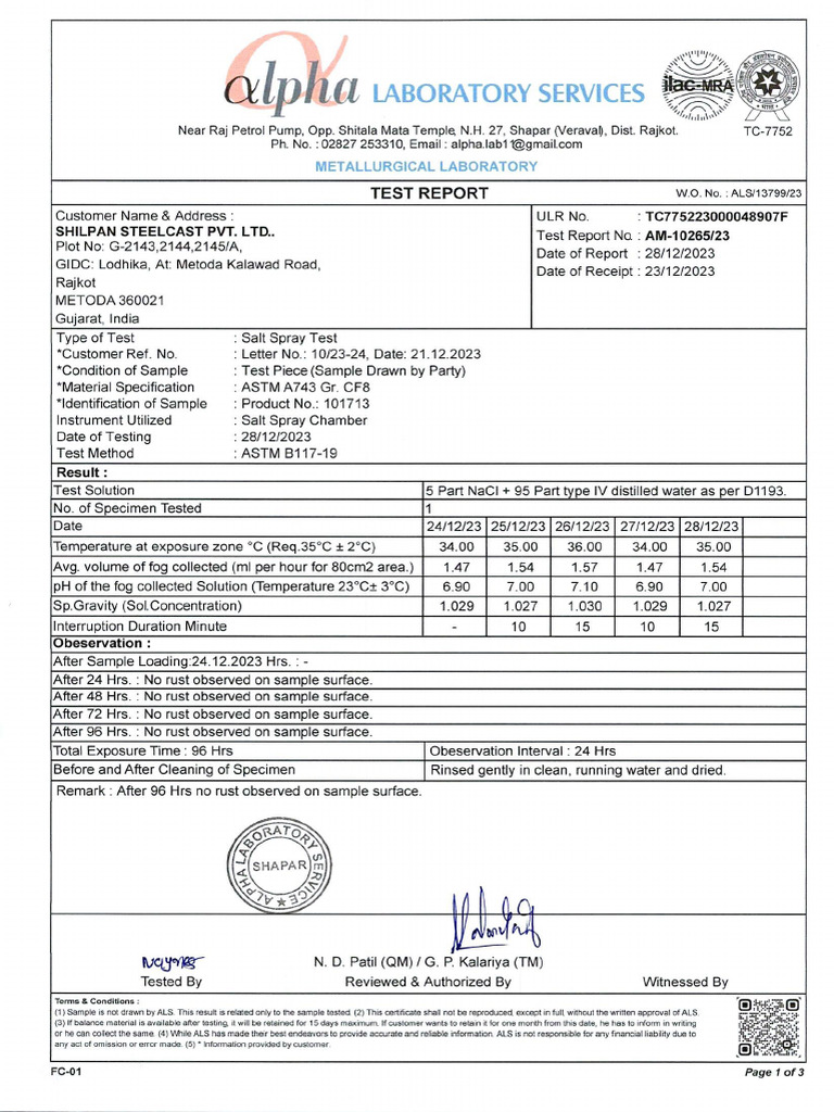 05 Salt Spray Test Report | PDF