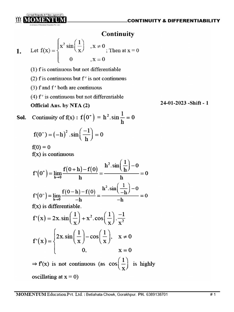 Continuity Differentiability MOD | PDF
