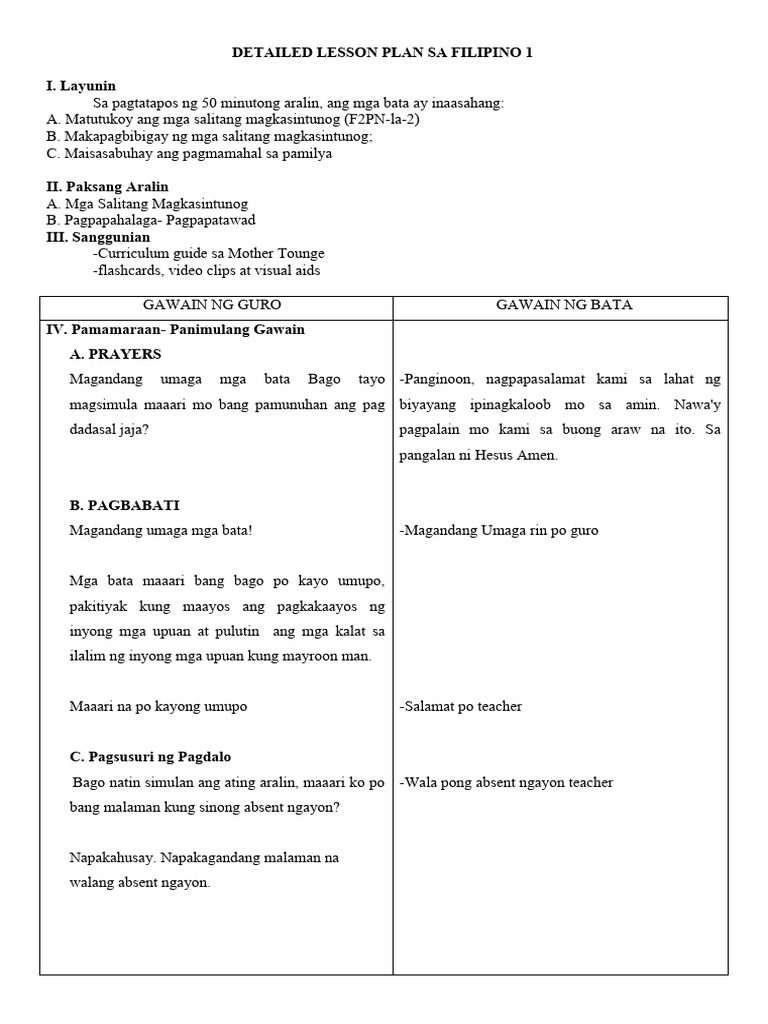 Filipino Lesson Plan - DONE | PDF