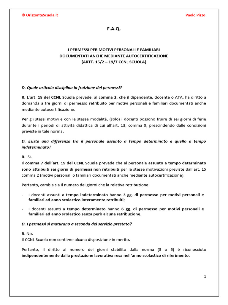 Permessi Personali | PDF