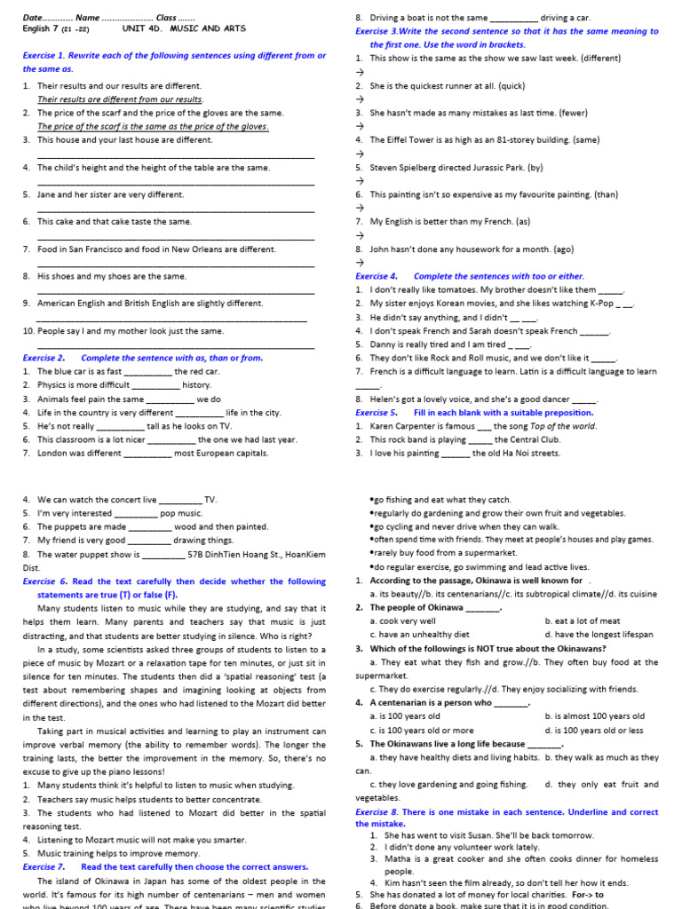 English 7 - Unit 4 | PDF