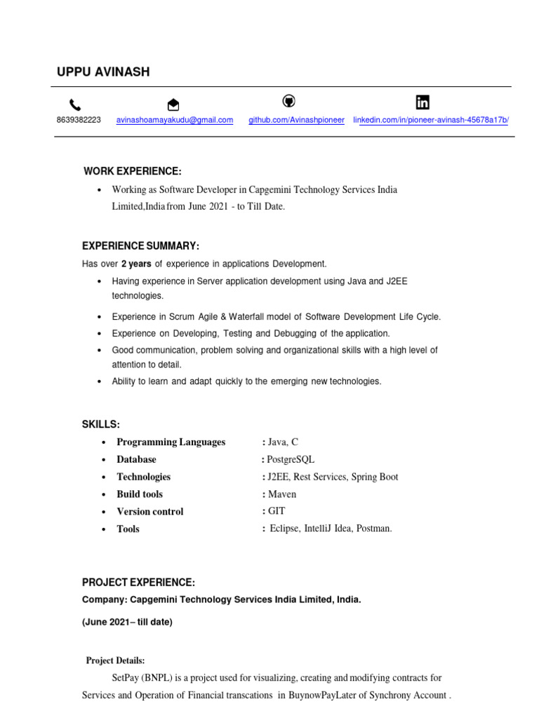 Model Resume | PDF | Spring Framework | Software Development Process