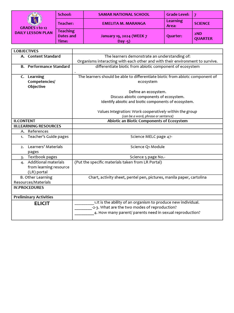 Grade 7 LP - COT2 | PDF