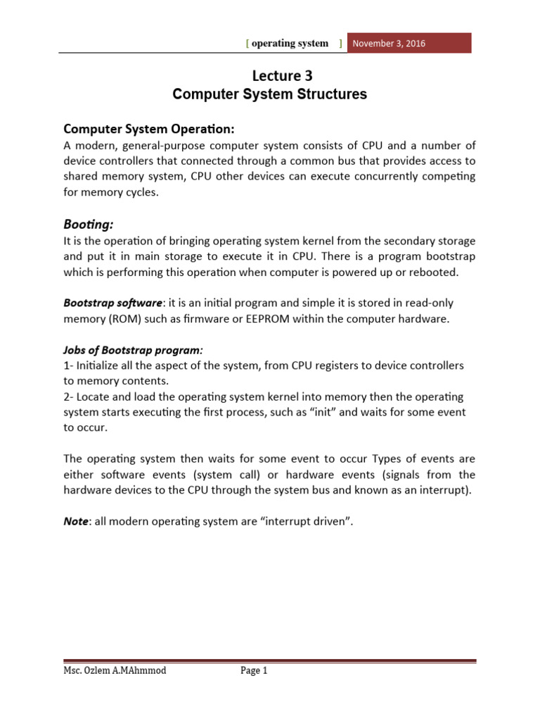 Lecture 3 Os | PDF | Operating System | Booting