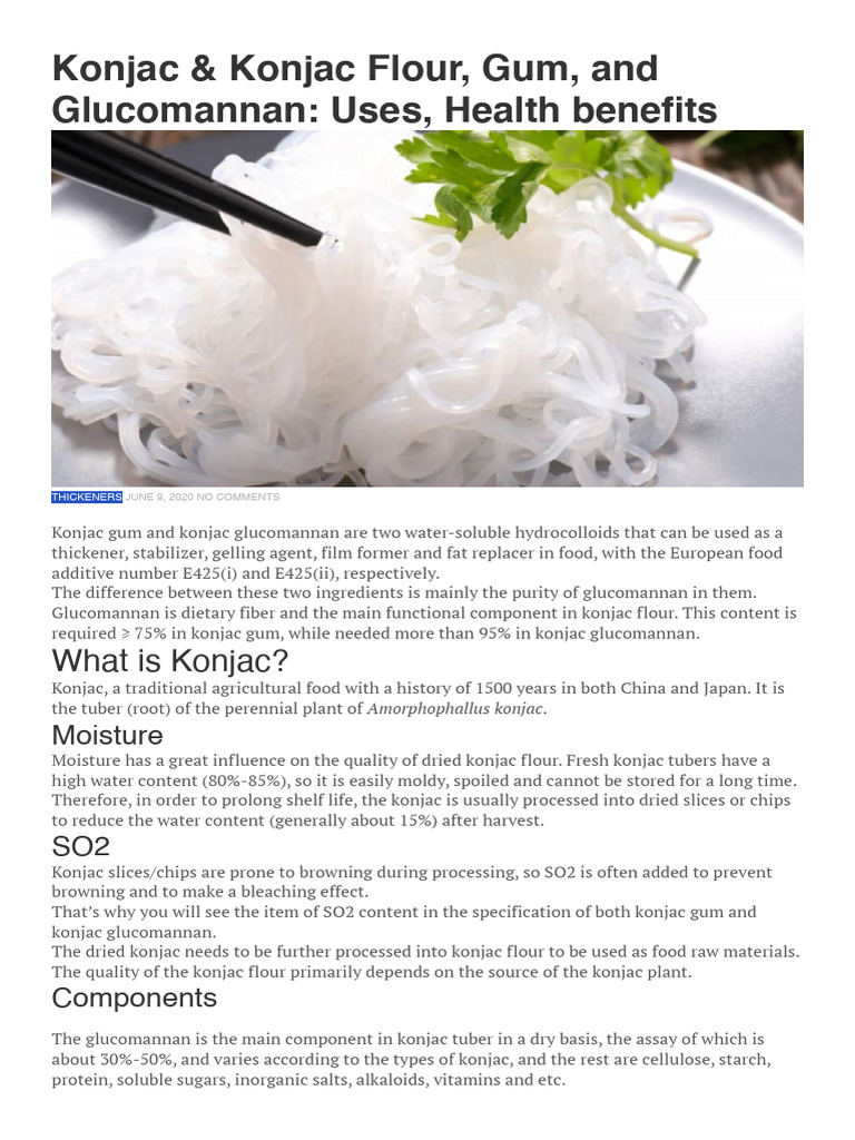 Konjac: Uses, Benefits, and Safety | PDF | Starch | Dietary Fiber