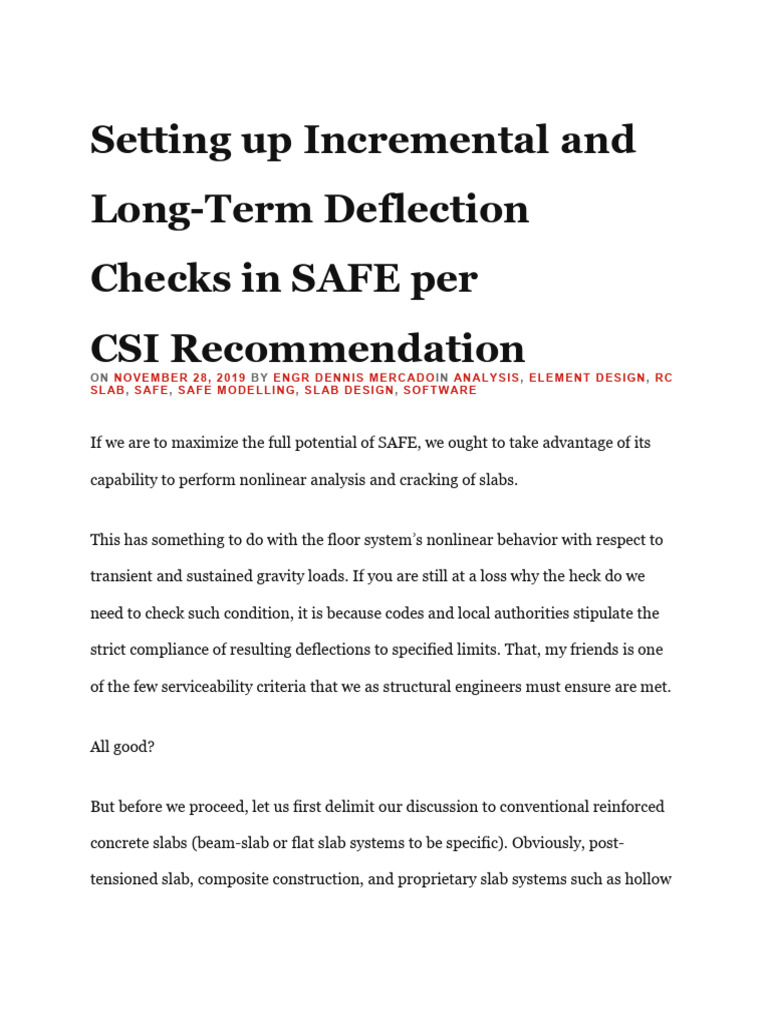Setting Up Incremental and Long Term Deflection Check in SAFE | PDF ...