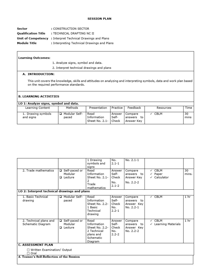 Session Plan | PDF | Information | Technical Drawing