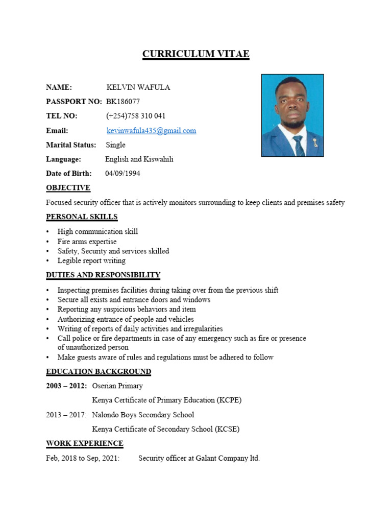 updated CV | PDF | Security Guard | National Security