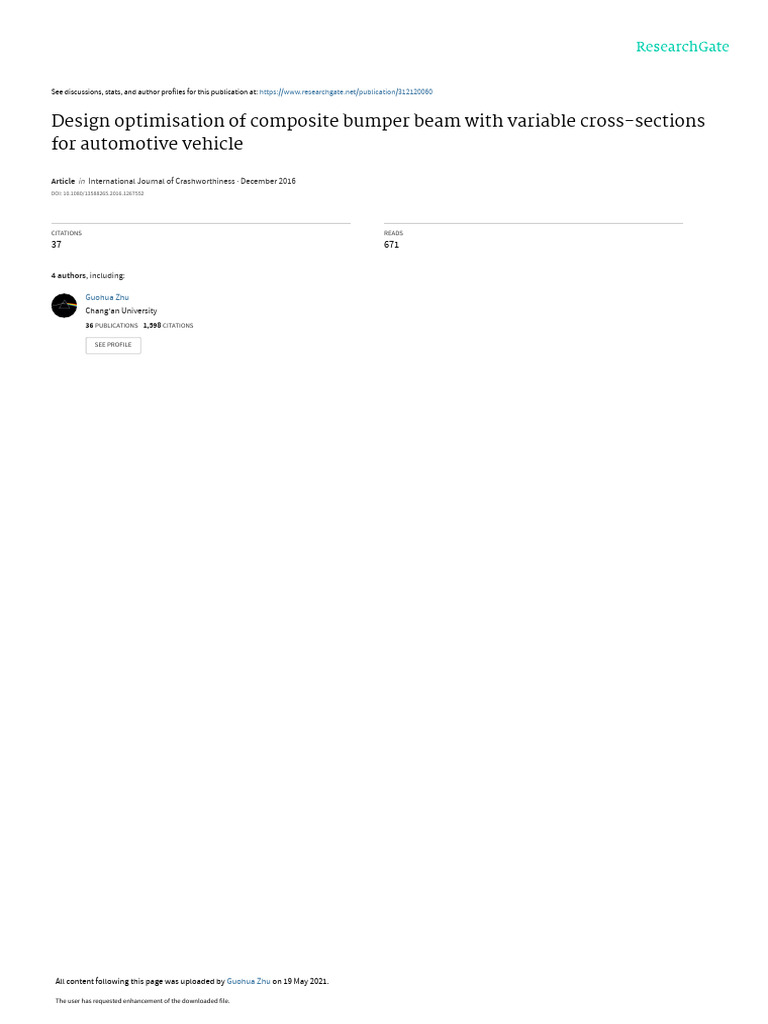 Design Optimisation of Composite Bumper Beam With Variable Cross ...