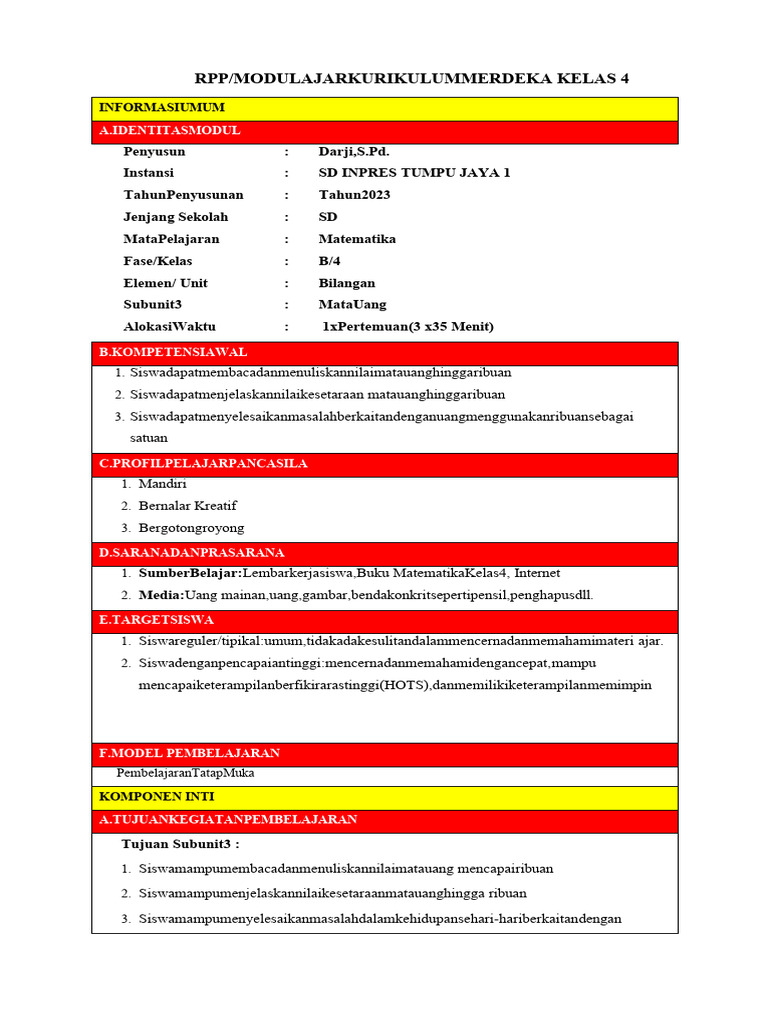 RPP Kurikulum Merdeka | PDF