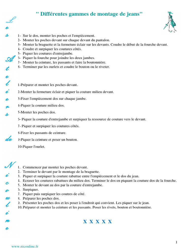 Différentes Gammes de Montage de Jeans | PDF | Maison et jardin | Mode ...
