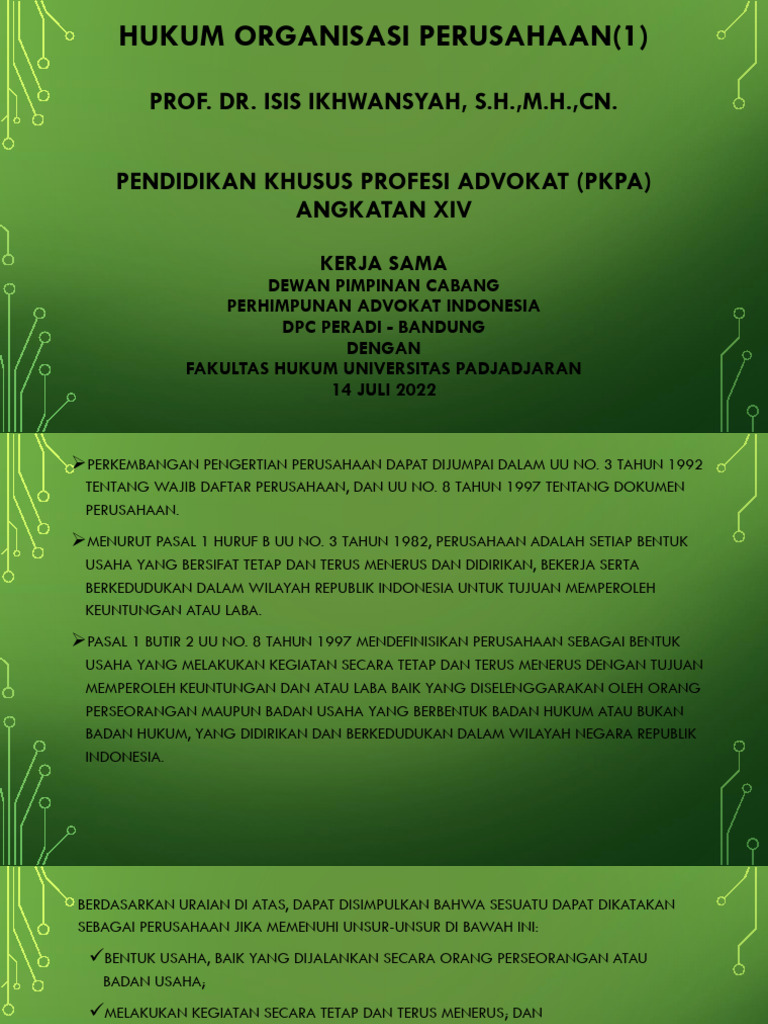 Hukum Organisasi Perusahaan | PDF