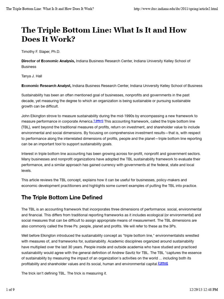 Understanding the Triple Bottom Line Framework | PDF | Finance & Money ...
