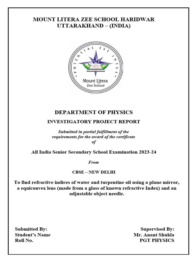Class XII Phy Project Report | PDF | Electromagnetic Radiation | Optics