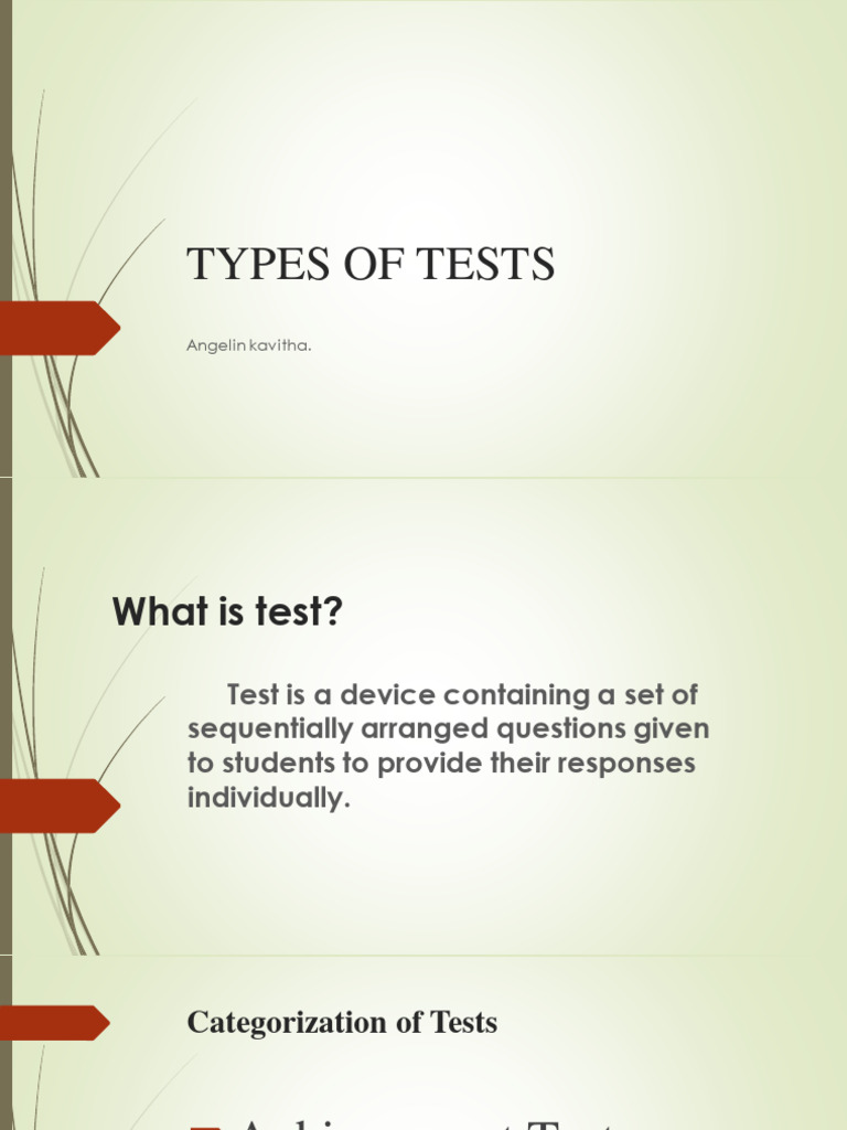 Types of Tests | PDF | Standardized Tests | Reason