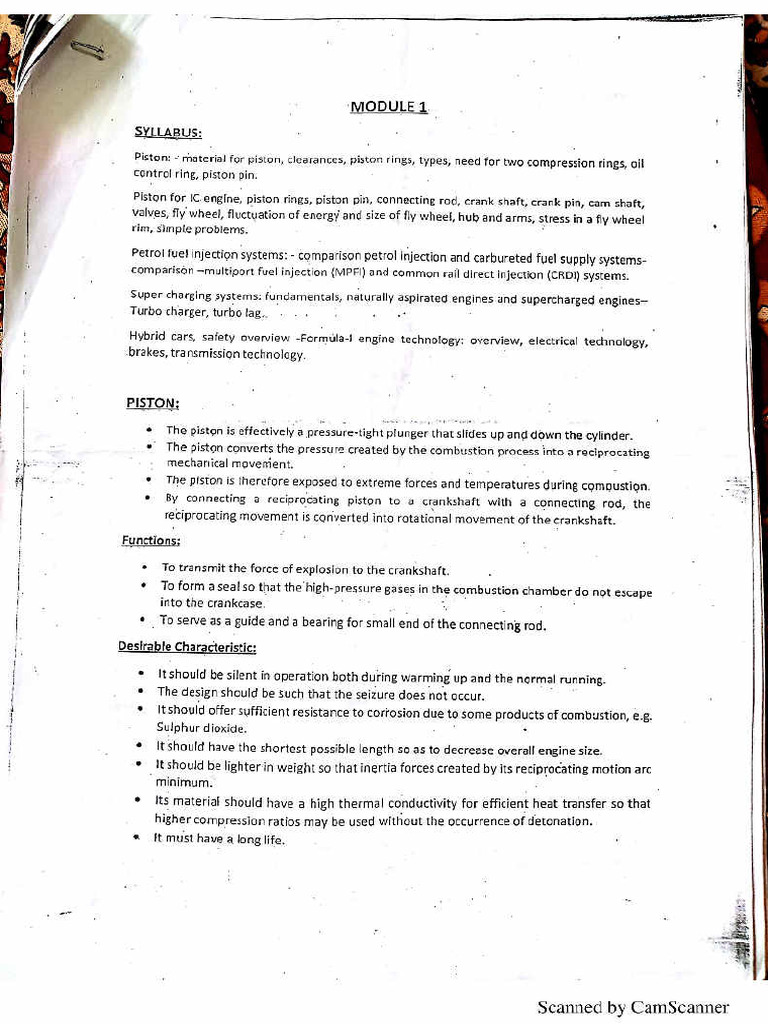 Module 1 | PDF | Piston | Internal Combustion Engine