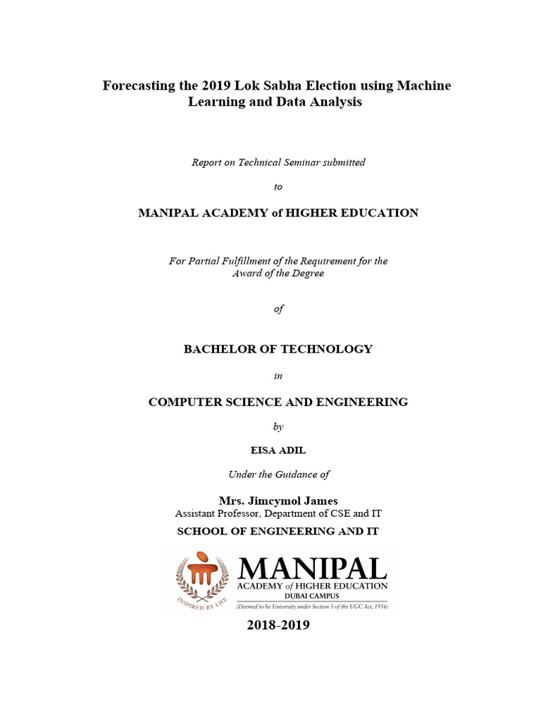 Forecasting Election Using Machine Learning And Data Analysis Pdf Cognitive Science