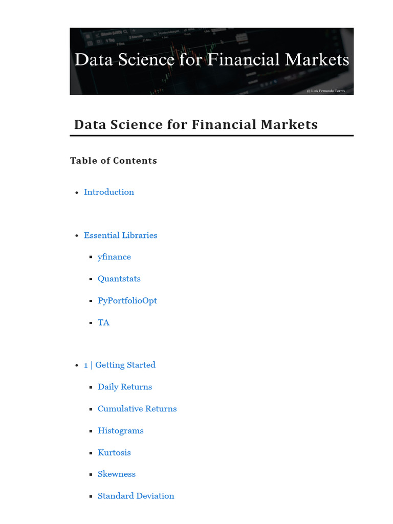 Data Science For Financial Markets | PDF | Technical Analysis | Data ...