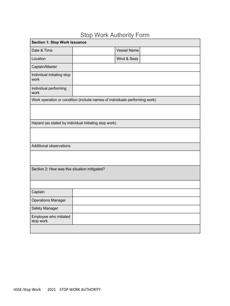 Stop Work Authority | PDF