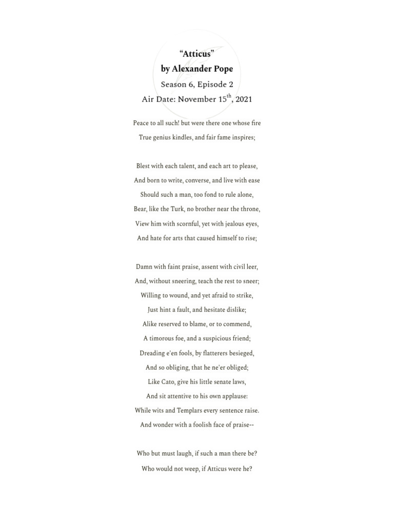 Atticus-by-Alexander-Pope | PDF