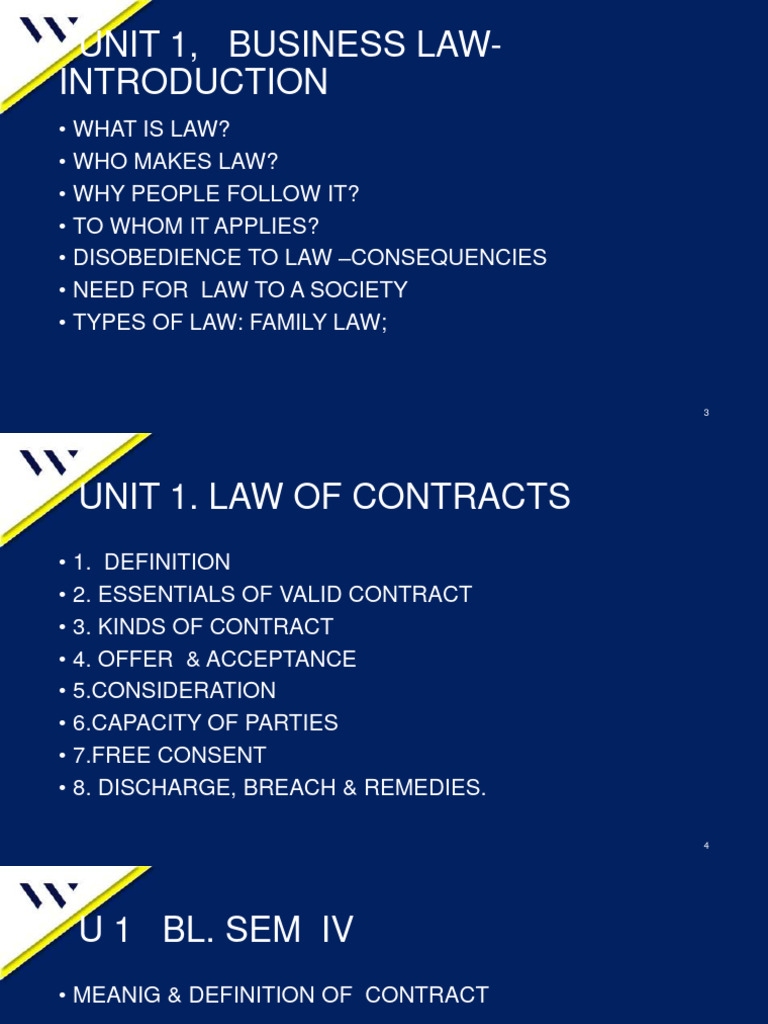 BL Unit 1 | PDF | Breach Of Contract | Offer And Acceptance