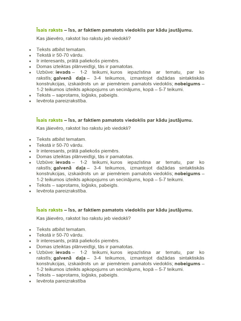 Īsais Raksts - Viedoklis-1 | PDF