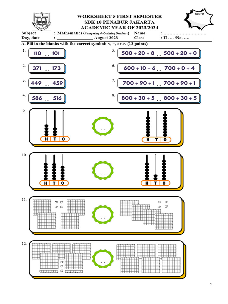 Worksheet 5 Answer Key: Math Concepts | PDF