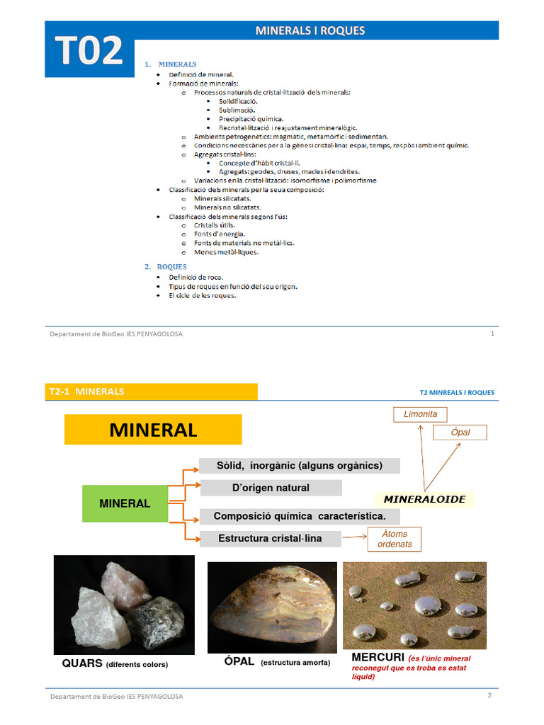 02 Diapositives Minerals I Roques 21 22 | PDF