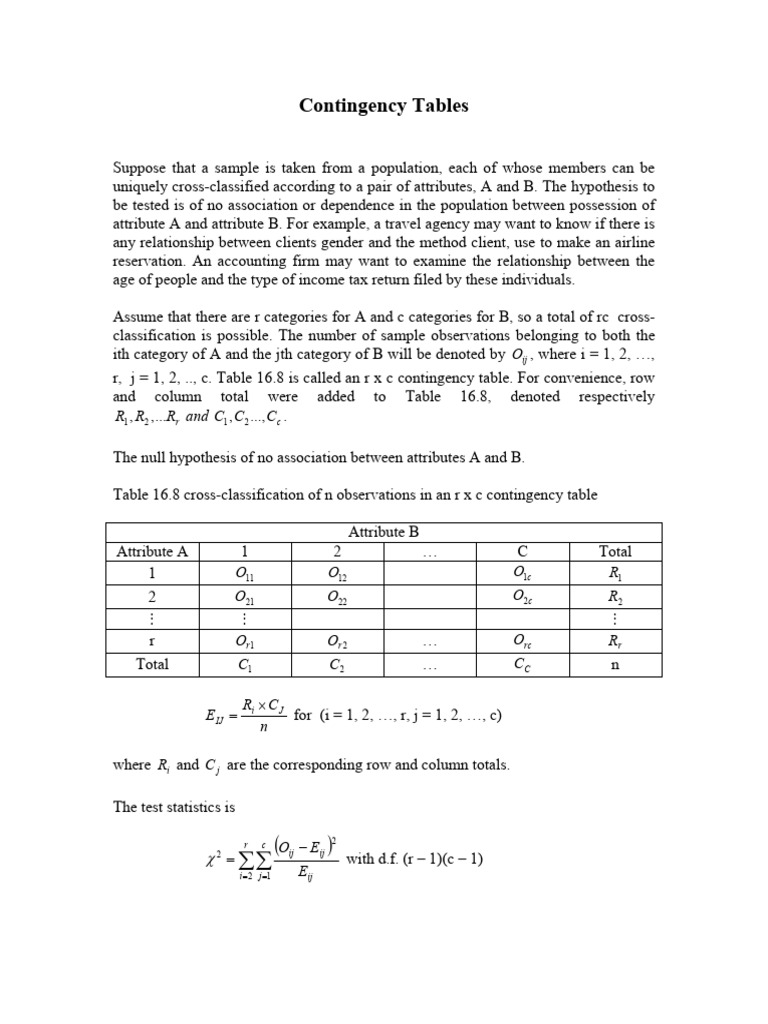 Contingency Tables | PDF | Chi Squared Test | Statistical Significance