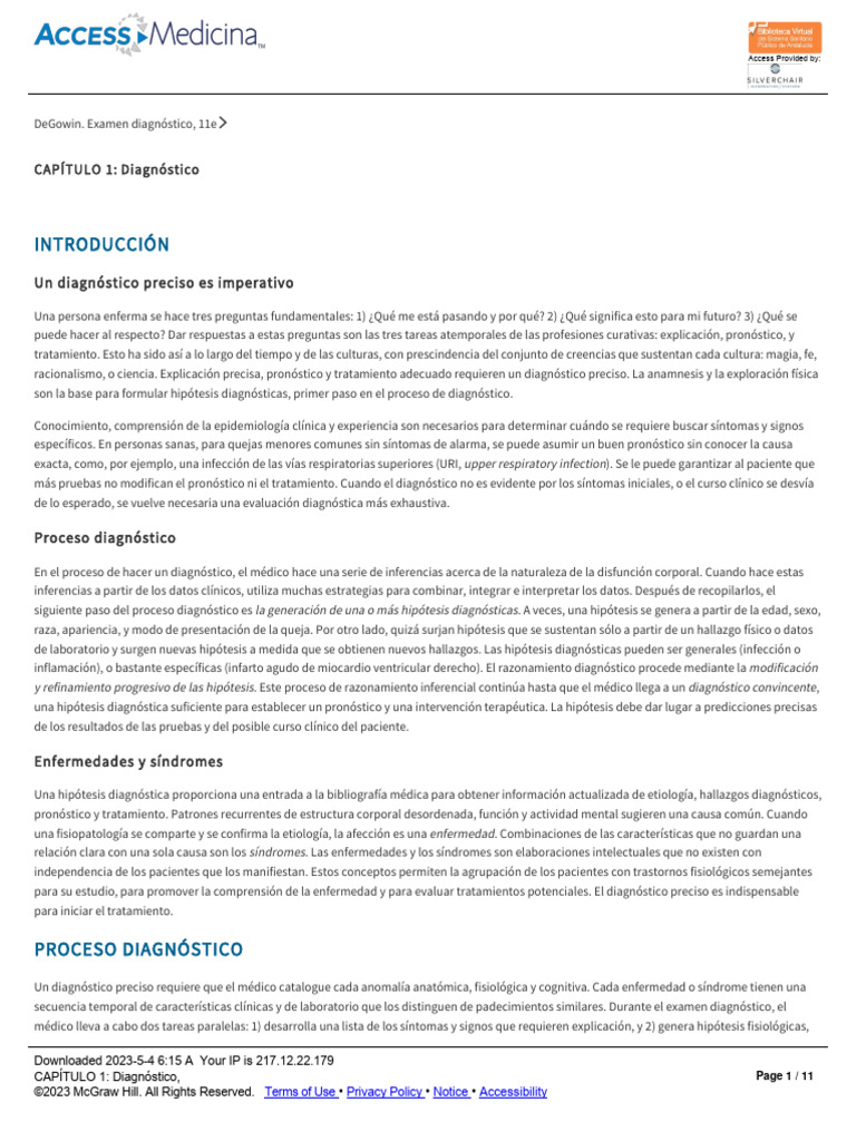 CAPÍTULO 1_ Diagnóstico | PDF | Diagnostico medico | Sistema inmune