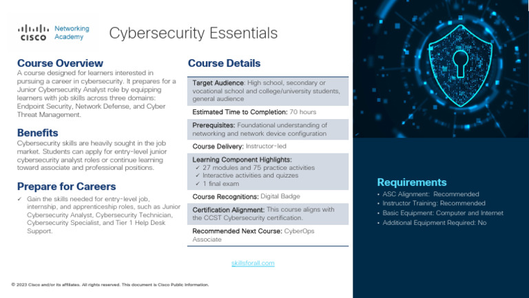 Cybersecurity Essentials v3 0 Overview | PDF | Computer Security | Security
