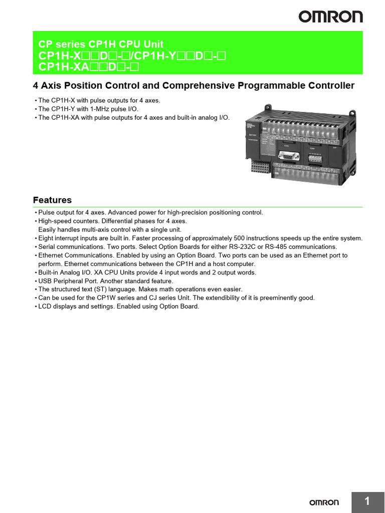 CP1H CPU Unit Specifications Guide | PDF | Power Supply | Programmable ...