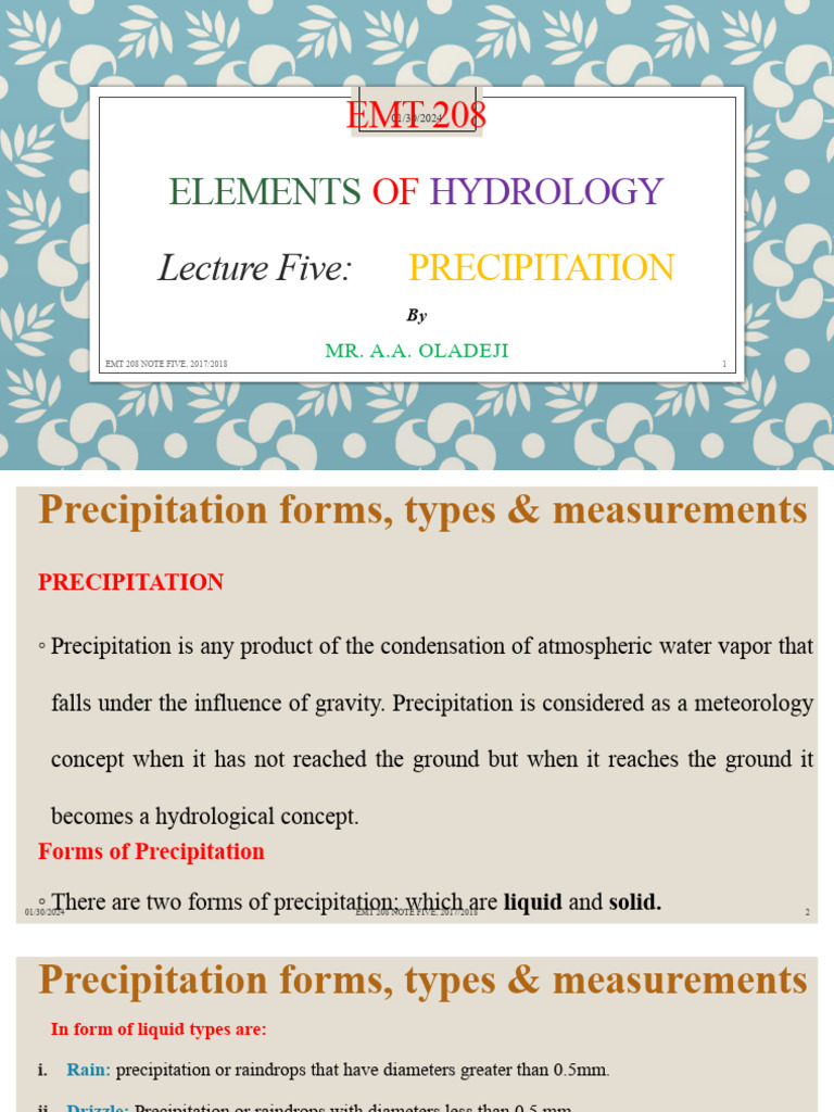 EMT 208 Precipitation | PDF | Precipitation | Hydrology