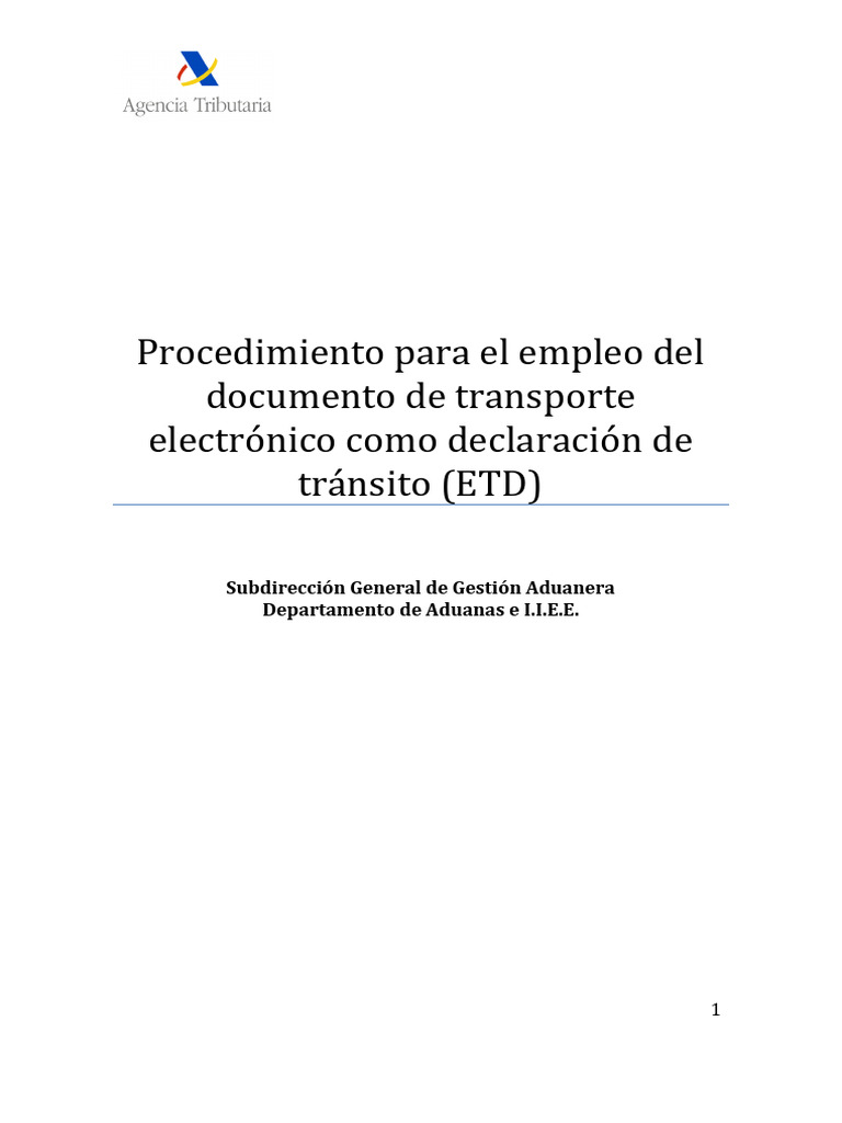 ETD Doc Trans | PDF | aduana | Unión Europea
