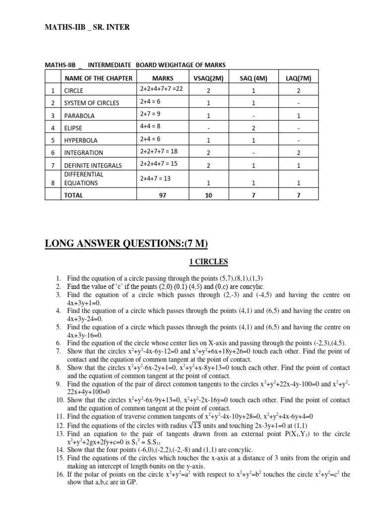 Maths-Iib Material - 7M & 4M | PDF