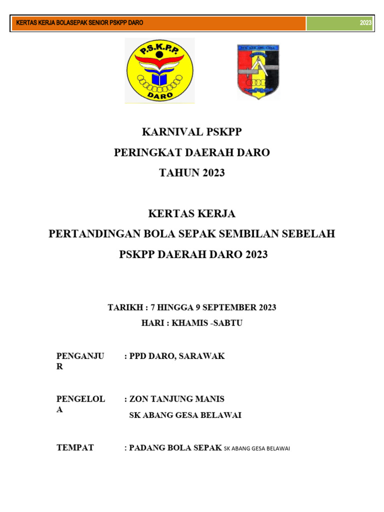 Kertas Kerja Bola Sepak PSKPP 9 Sebelah 2022 Update | PDF