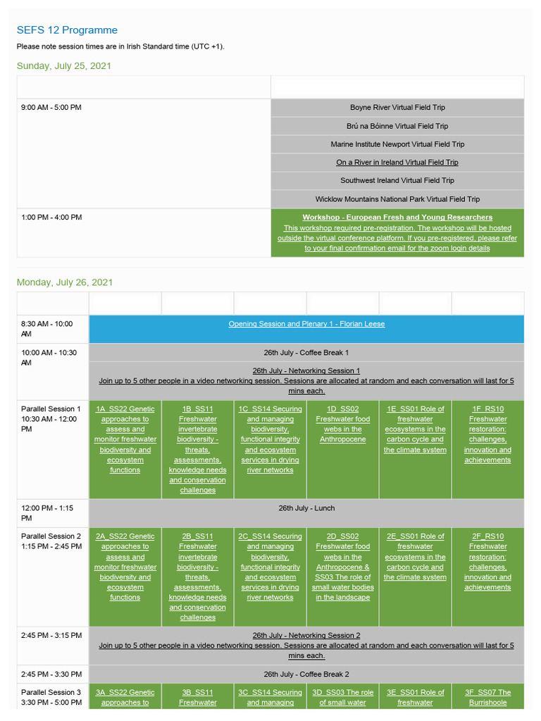 SEFS 12 Programme | PDF | Ecosystem | Biodiversity
