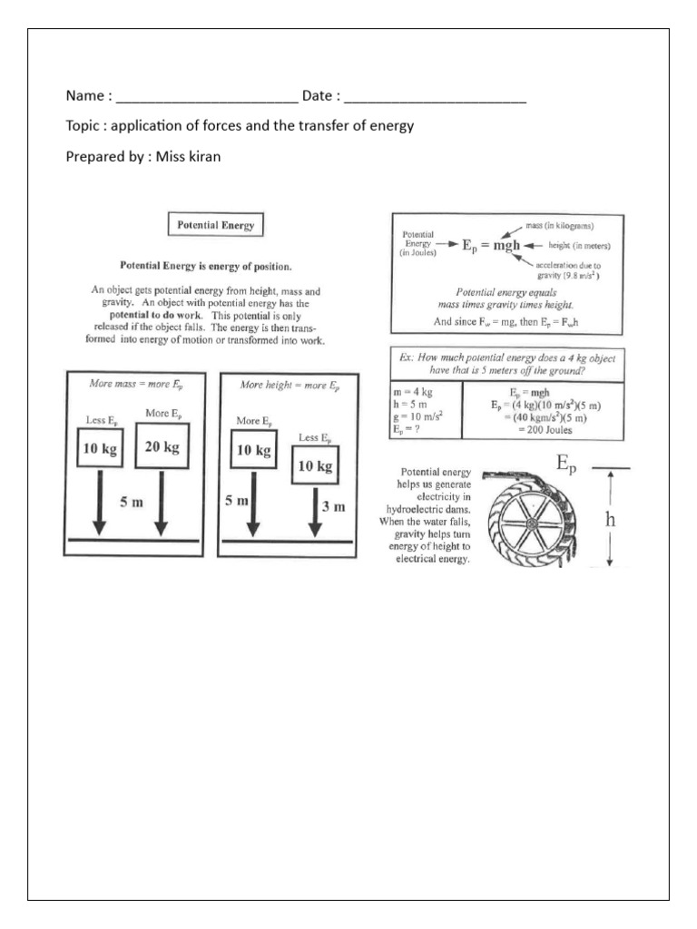 Forces and Energy Transfer Concepts | PDF | Potential Energy | Force