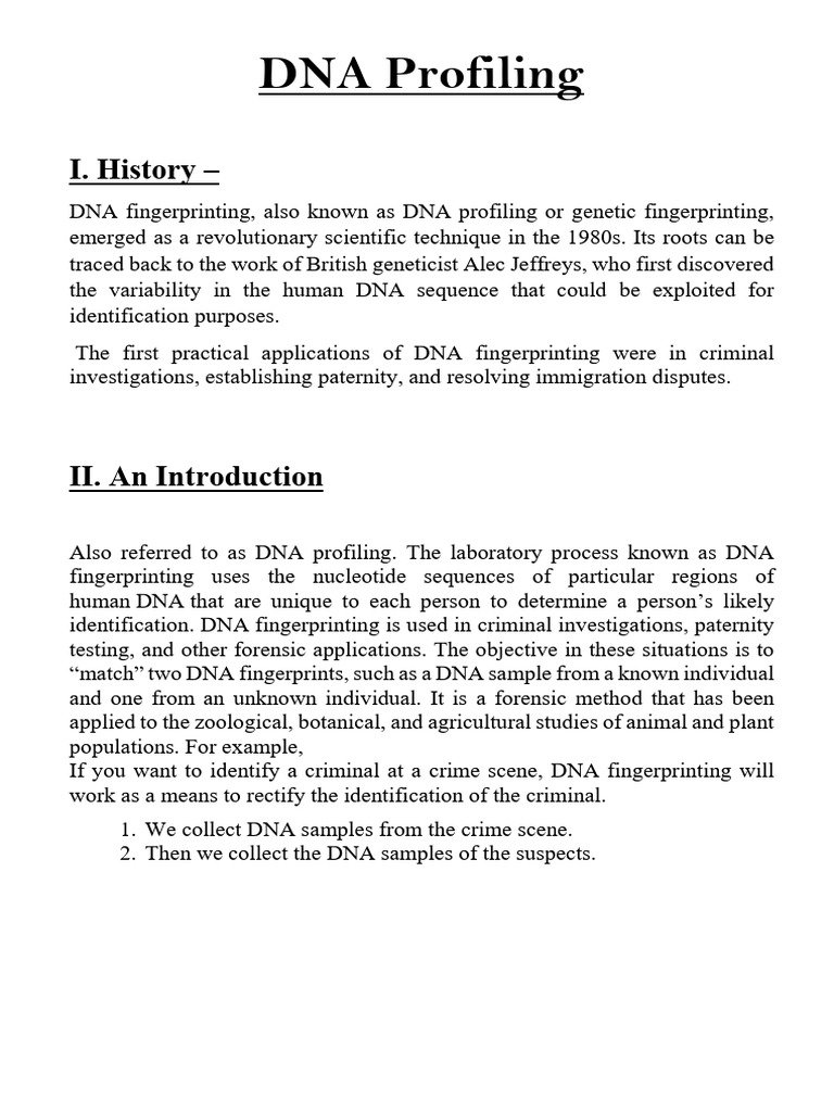 DNA Profiling: I. History | PDF | Microsatellite | Dna Profiling