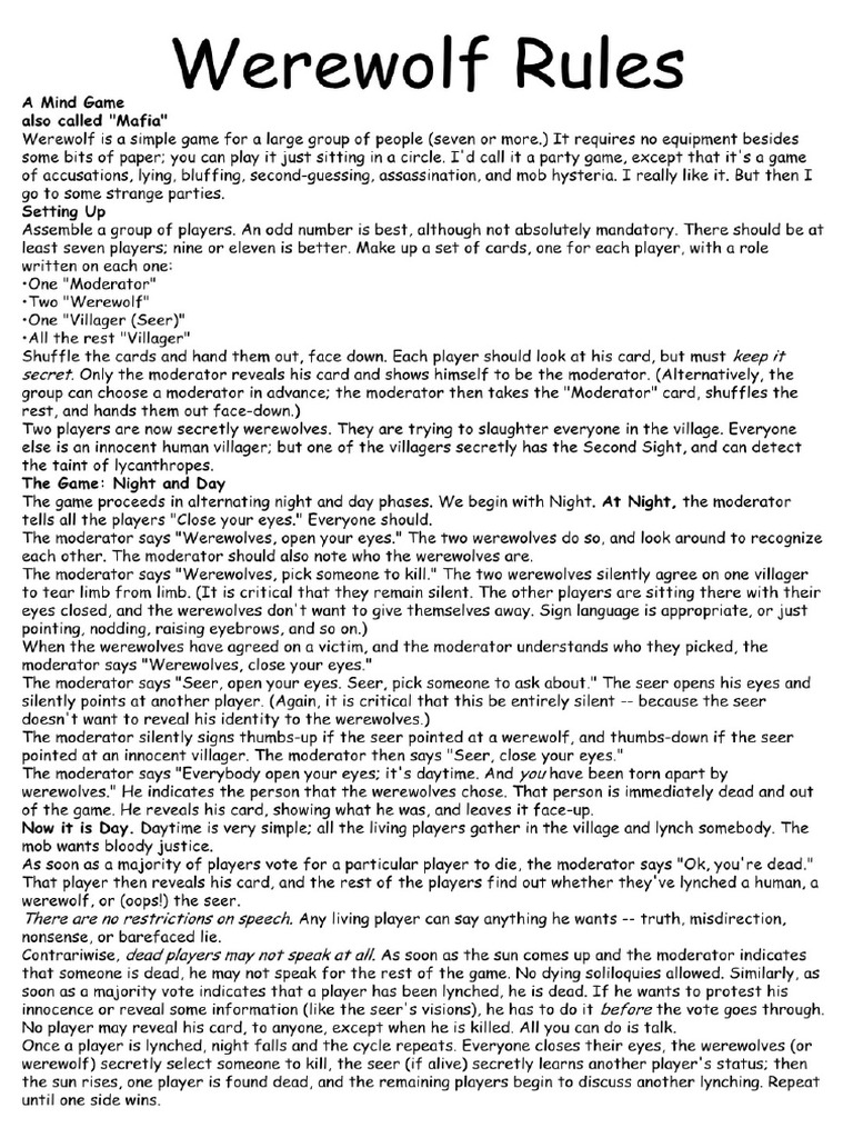 Werewolf Game | PDF