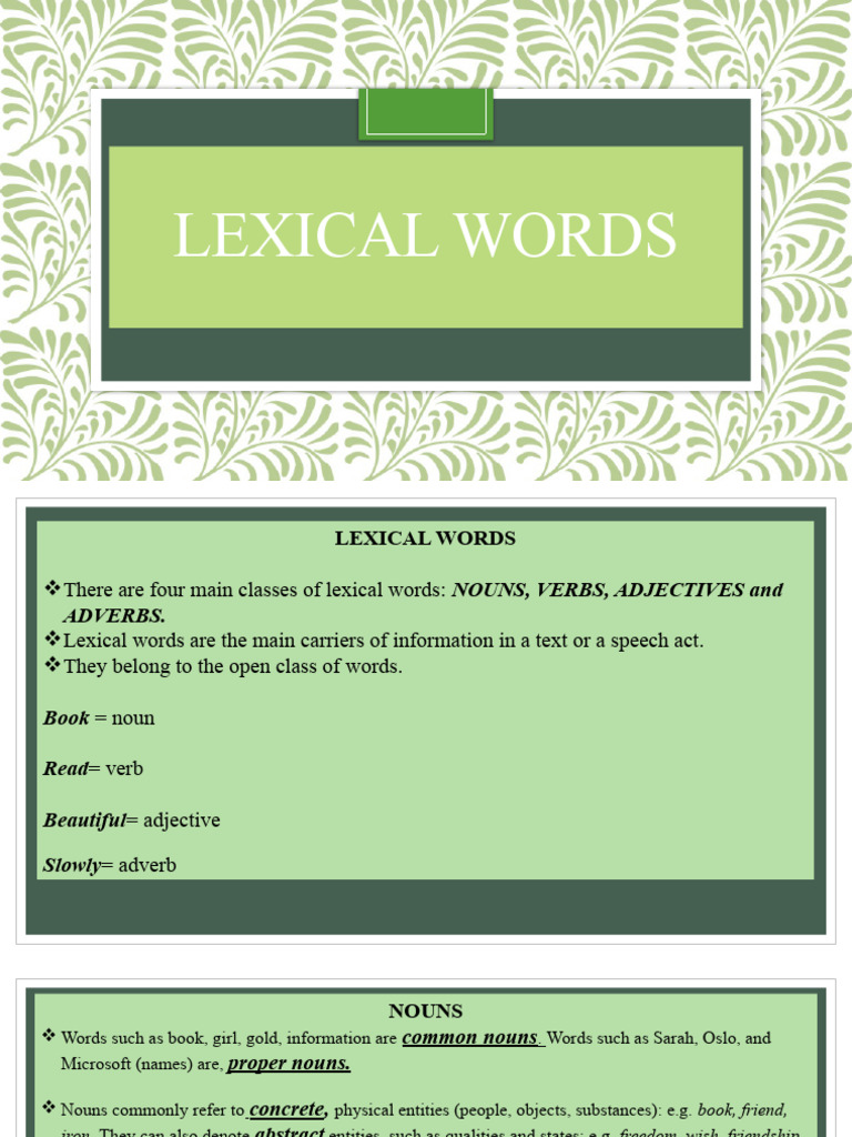 Lexical Words | PDF | Adjective | Verb