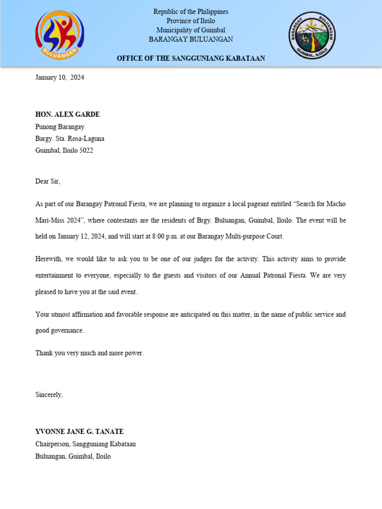 Letter To The Mayor | PDF