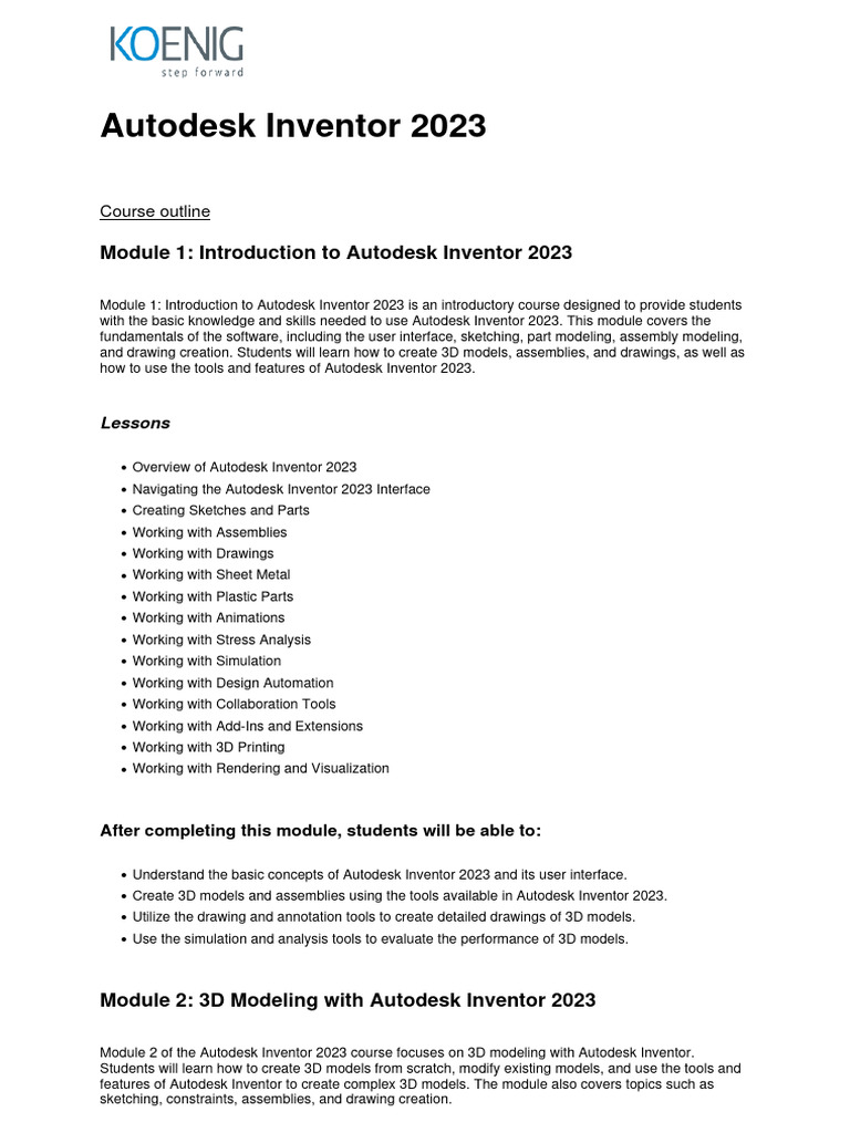 TOCautodesk Inventor 2023 Course Mastering 3d Design | PDF | 3 D ...